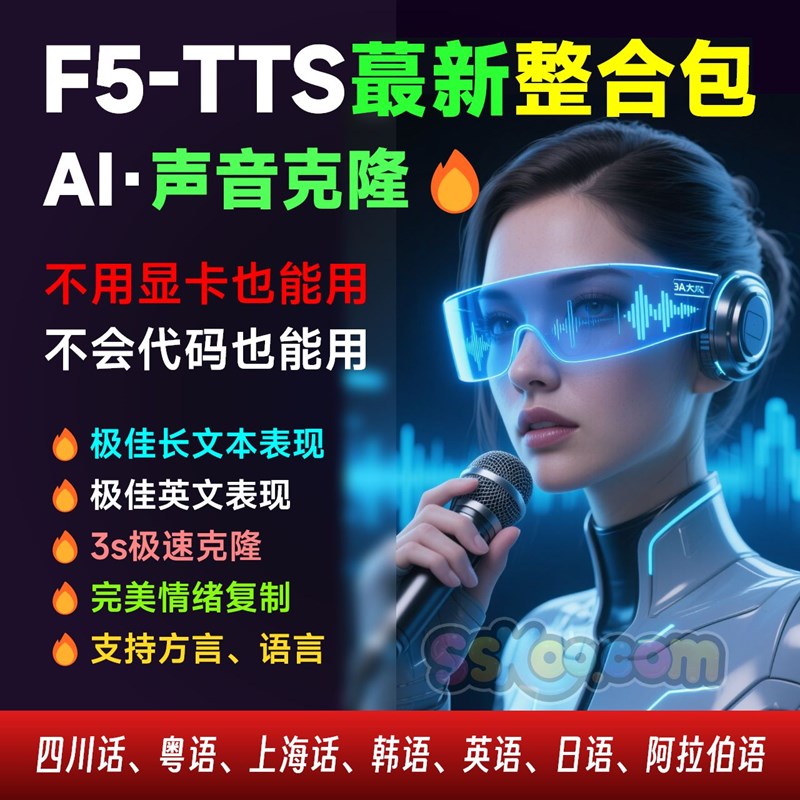 AI语音配音克隆F5-TTS-V65中文整合包声音复刻文本生音频安装教程 - 思酷素材(sskoo.cn)